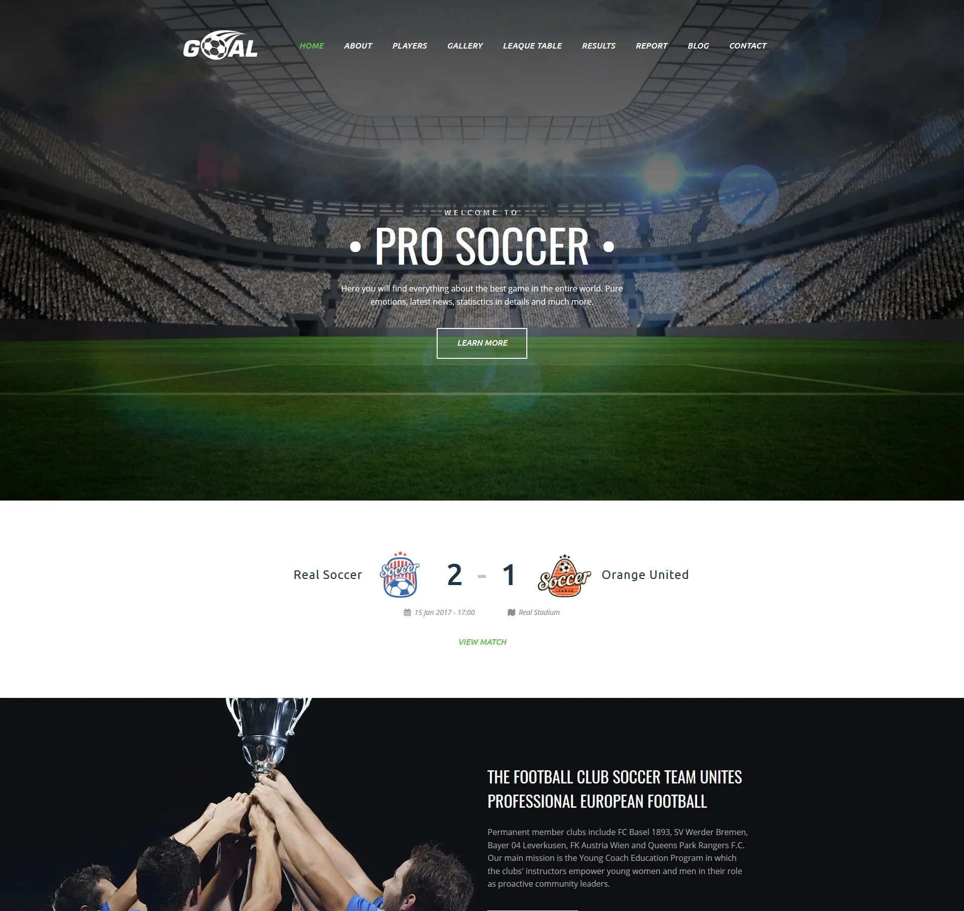 Soccer Club Website Template - Go Edit