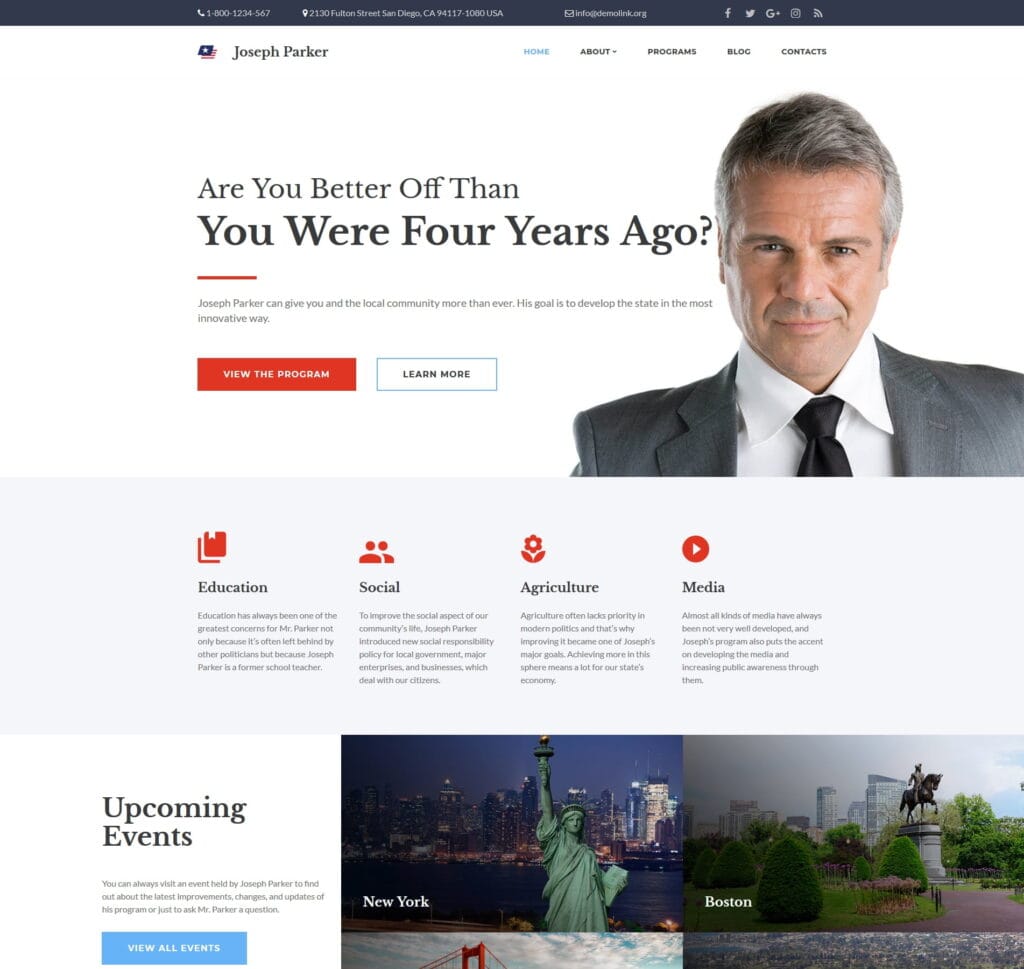 Political Candidate Website Template - Go Edit