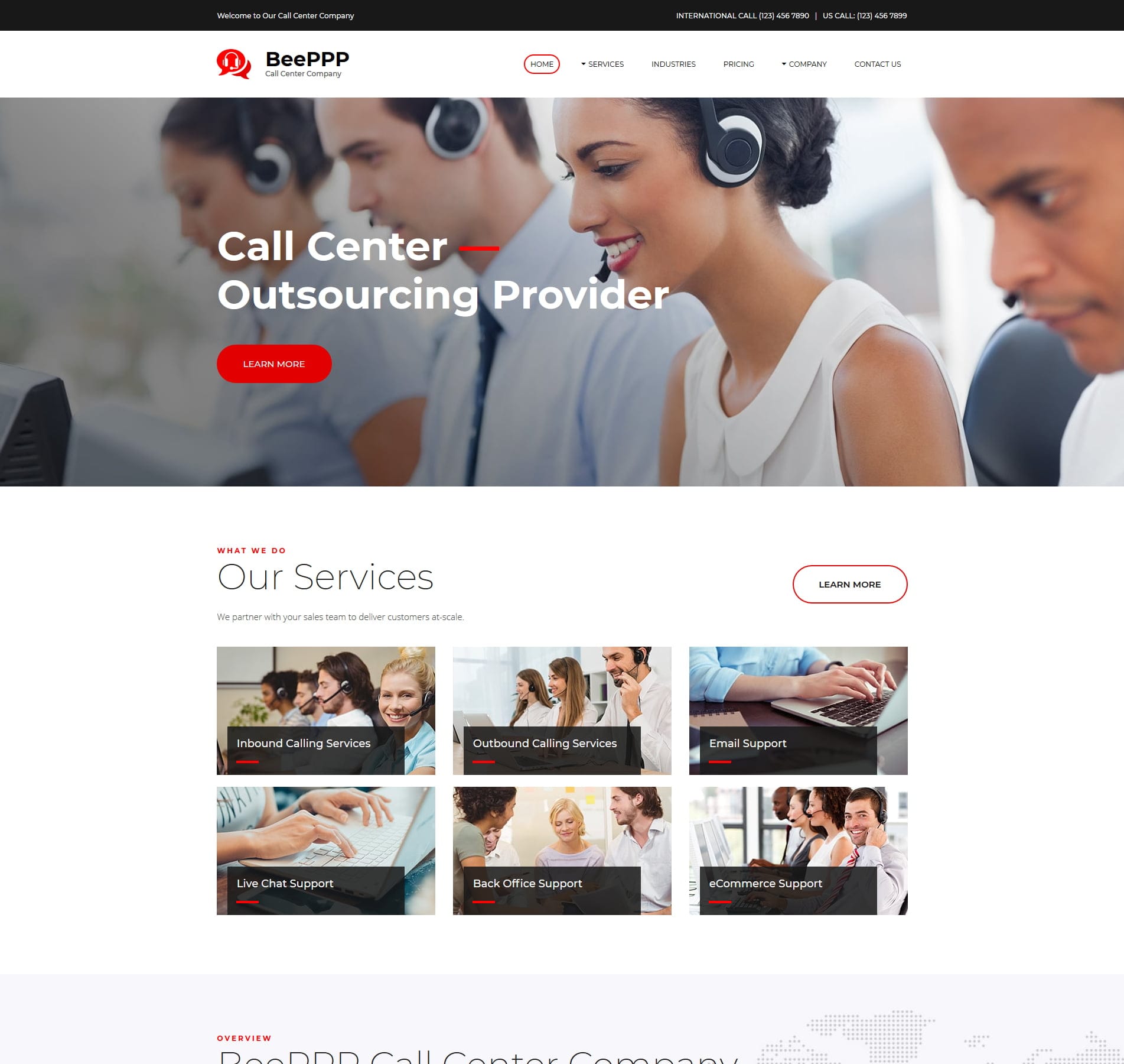 Call Center Website Template - Go Edit